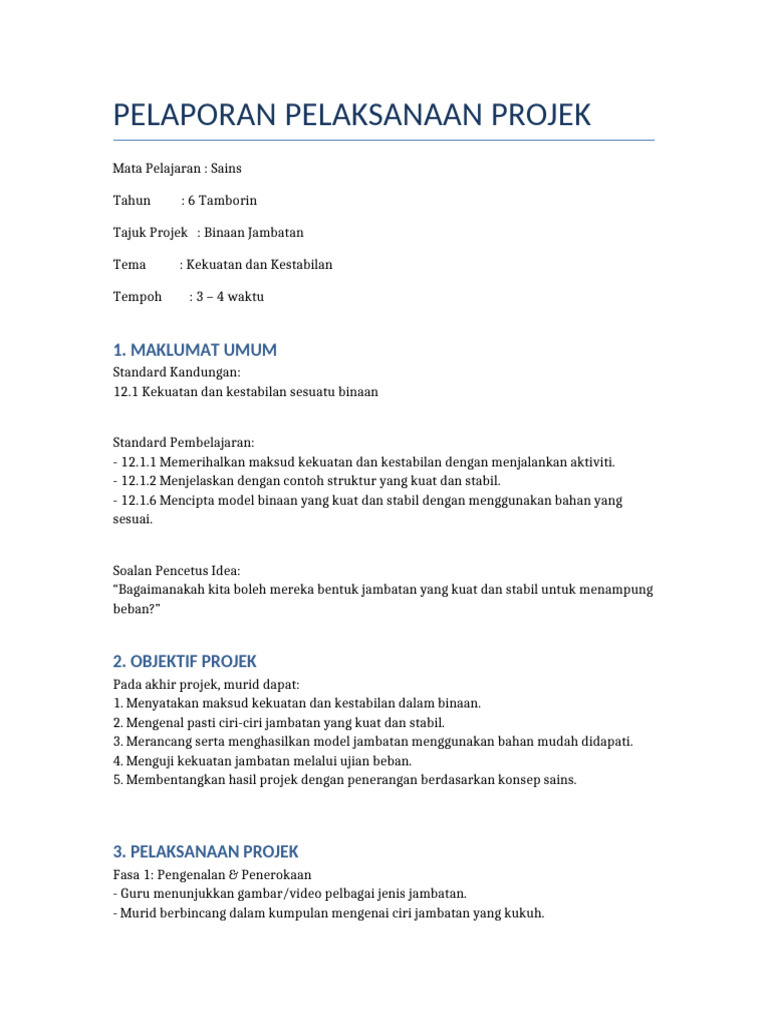 Pelaporan Projek Binaan Jambatan | PDF