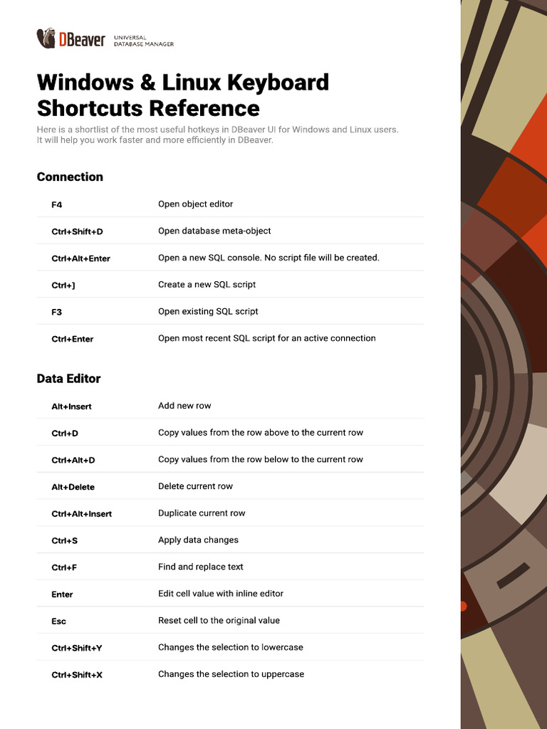 Dbeaver Shortcuts Windows Linux Users | PDF | Keyboard Shortcut ...