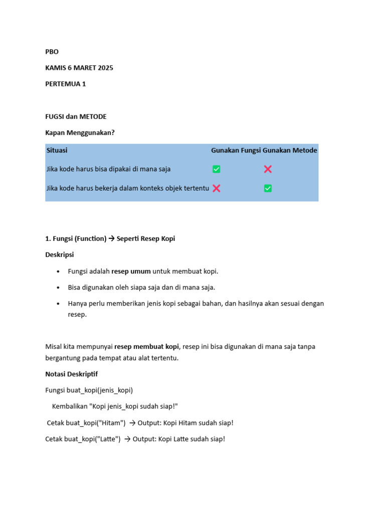 PBO PERTEMUAN Fungsi Method Basic | PDF
