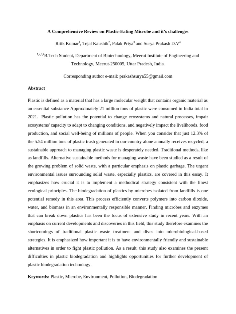 Plastic Eating Microbes | PDF | Biodegradation | Plastic