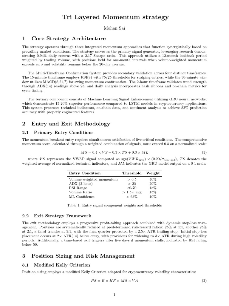 Tri Layered Mom Strategy | PDF | Machine Learning | Risk