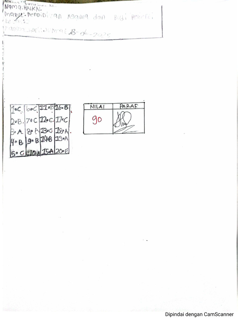 Contoh LJK Atau Lembar Soal | PDF