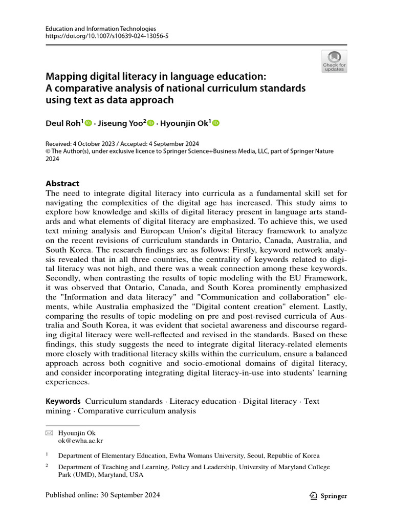 Mapping Digital Literacy in Language EducationA Comparative Analysis of ...