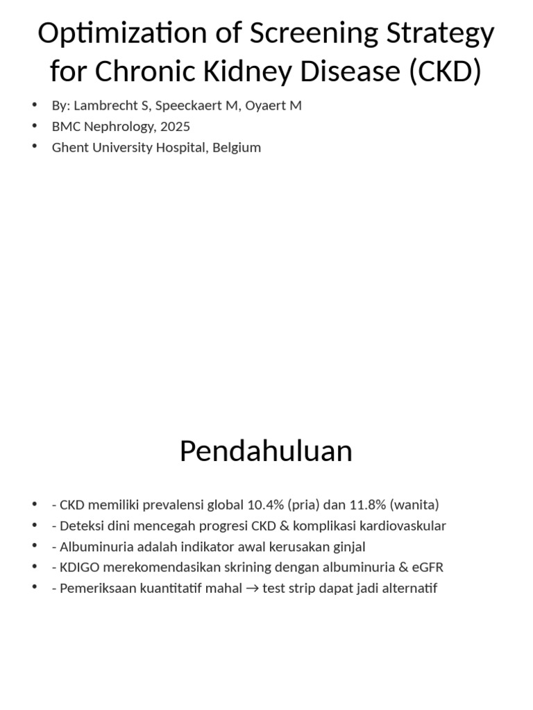 Optimization CKD Screening Presentation | PDF