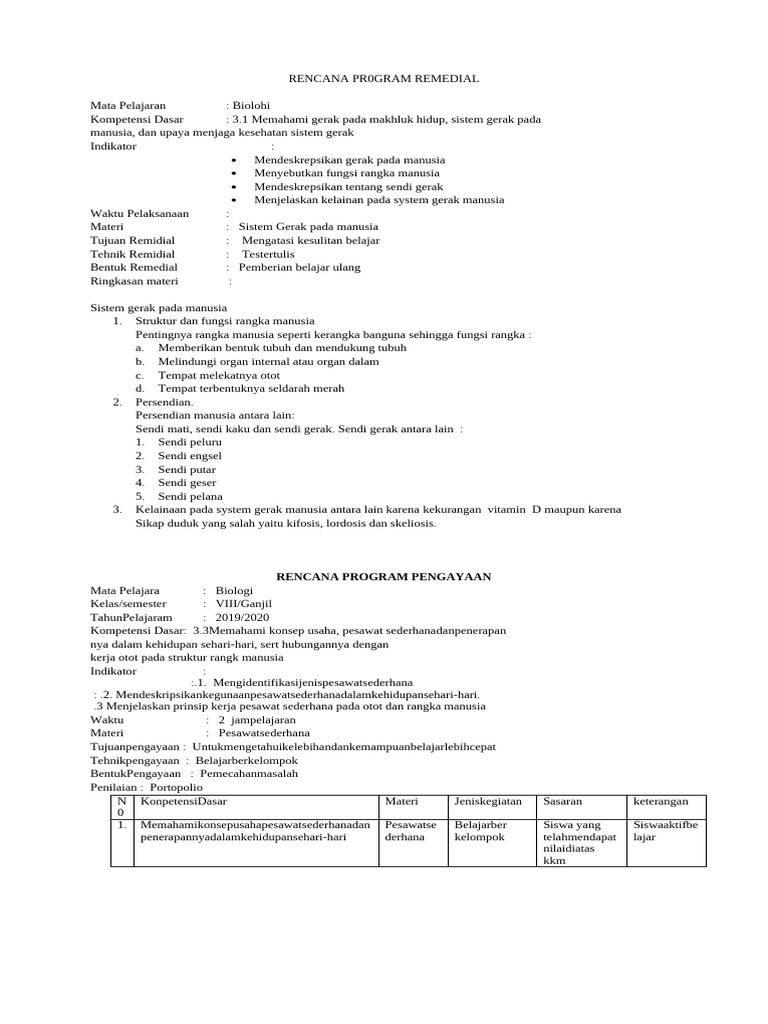 Remedial Dan Pengayaan Ipa Kls 8 | PDF