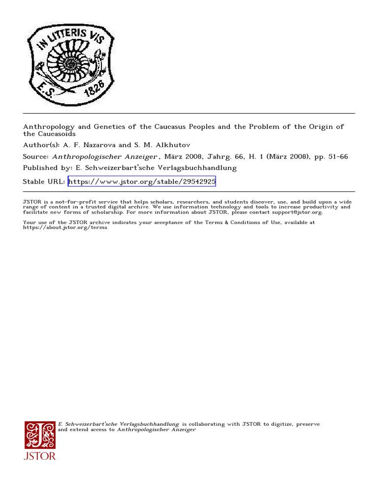 Anthropology and Genetics of The Caucasus Peoples and The Problem of ...