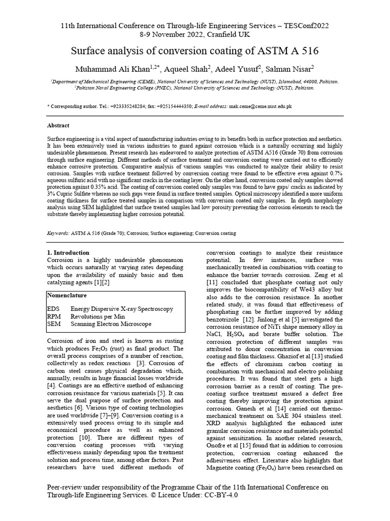 Corrosion Resistance of ASTM A516 Coatings | PDF | Corrosion ...