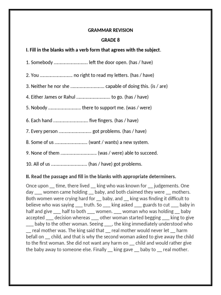 GR 8 Grammar Pa 1revision | PDF