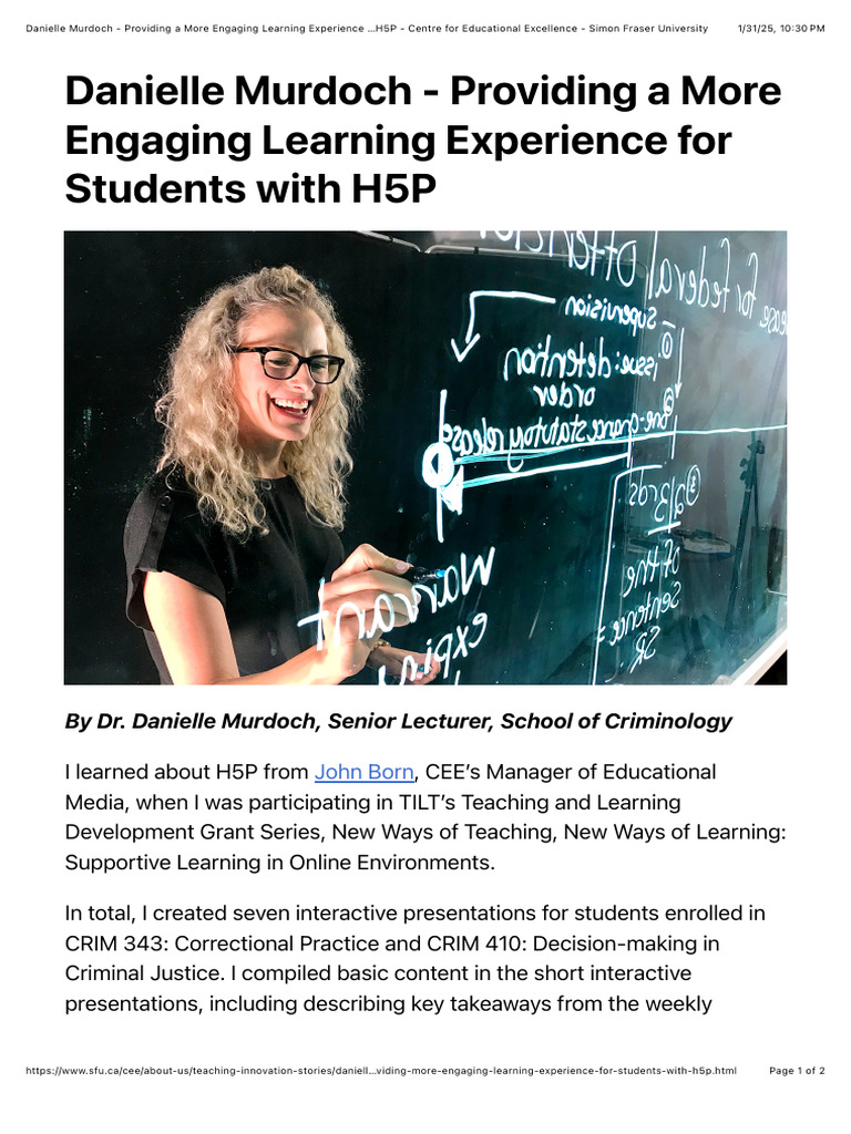 Danielle Murdoch - Providing A More Engaging Learning Experience For ...