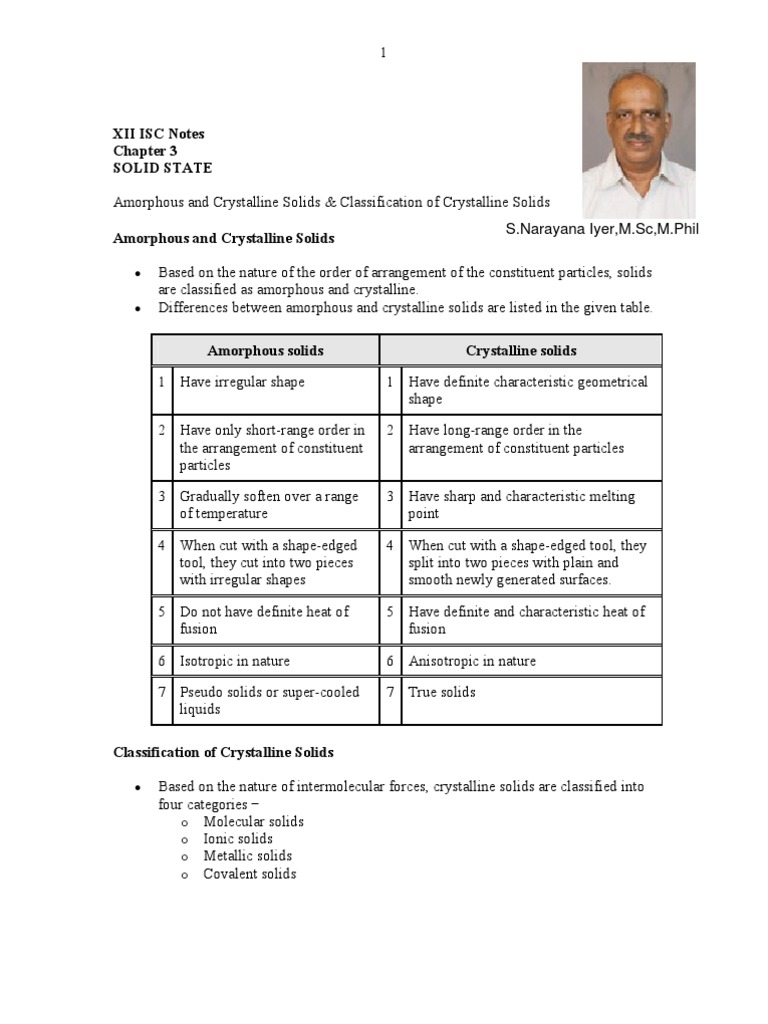 Xii Isc Notes Chapter 3 Solid State2 | PDF | Crystal Structure | Magnetism