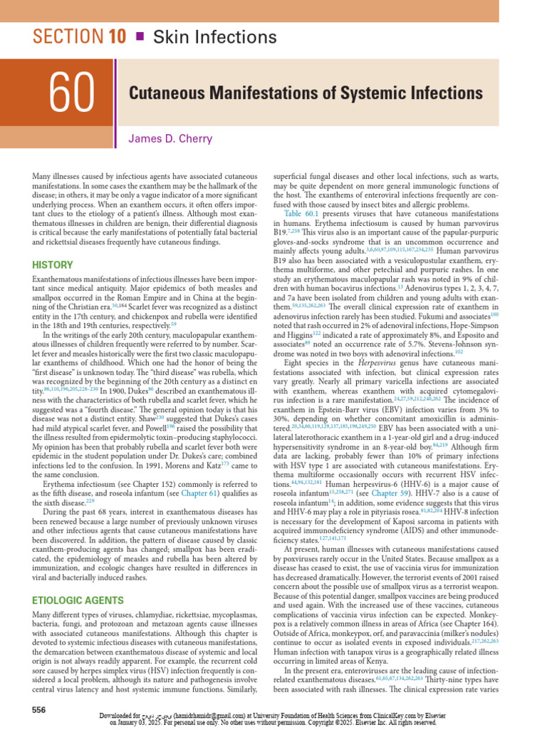 Skin Infections and Exanthems Overview | PDF | Smallpox | Infection