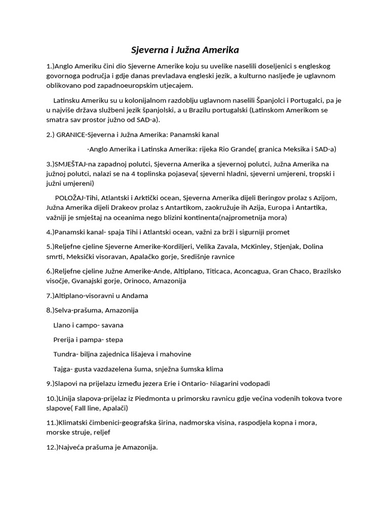 Sjeverna I Južna Amerika | PDF