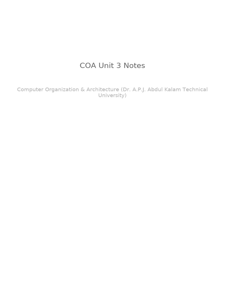 COA Unit 3 Notes Overview | PDF