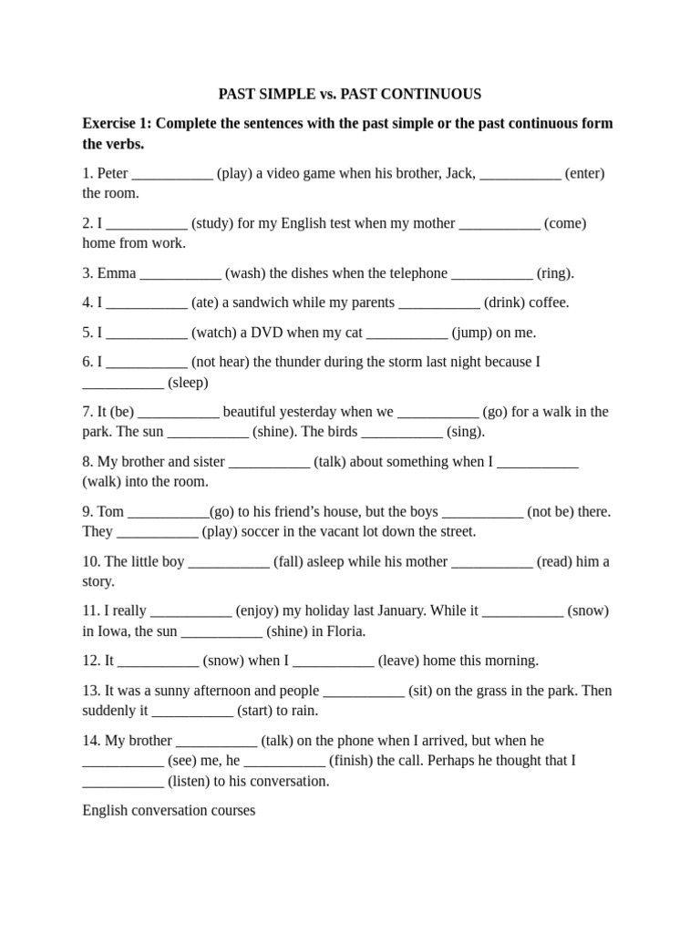 Past Simple Vs Past Continuous | PDF