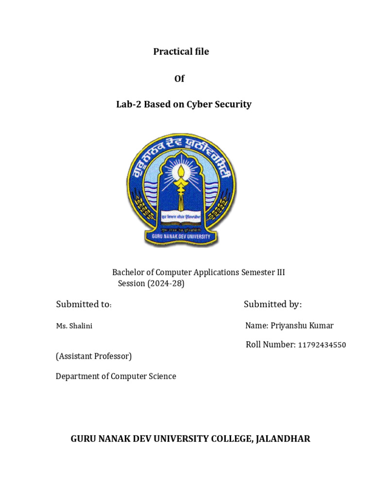 Cyber Security Lab-2 Practical File | PDF