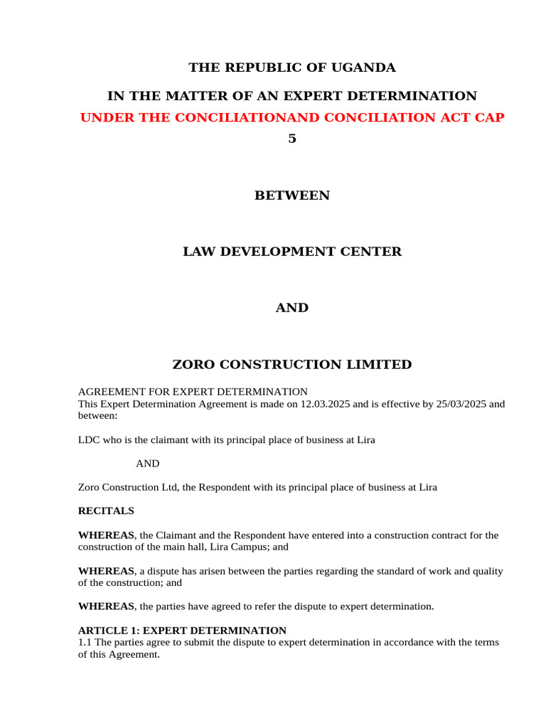 Expert Determination Agreement | PDF | Common Law | Justice
