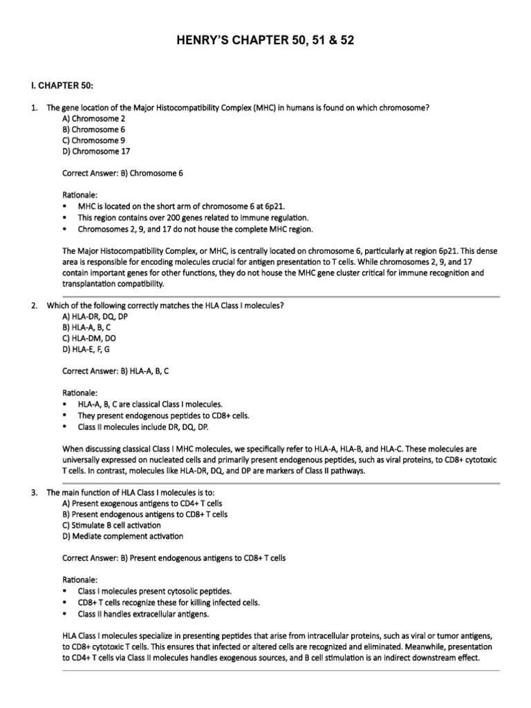 MHC Gene Functions and HLA Class Insights | PDF | Mhc Class I | Major ...