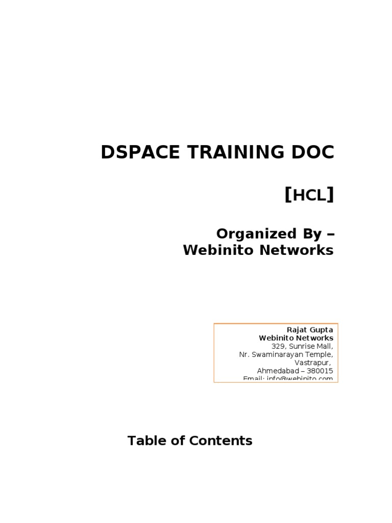Dspace Training Doc : Organized by - Webinito Networks | PDF | Metadata | Login