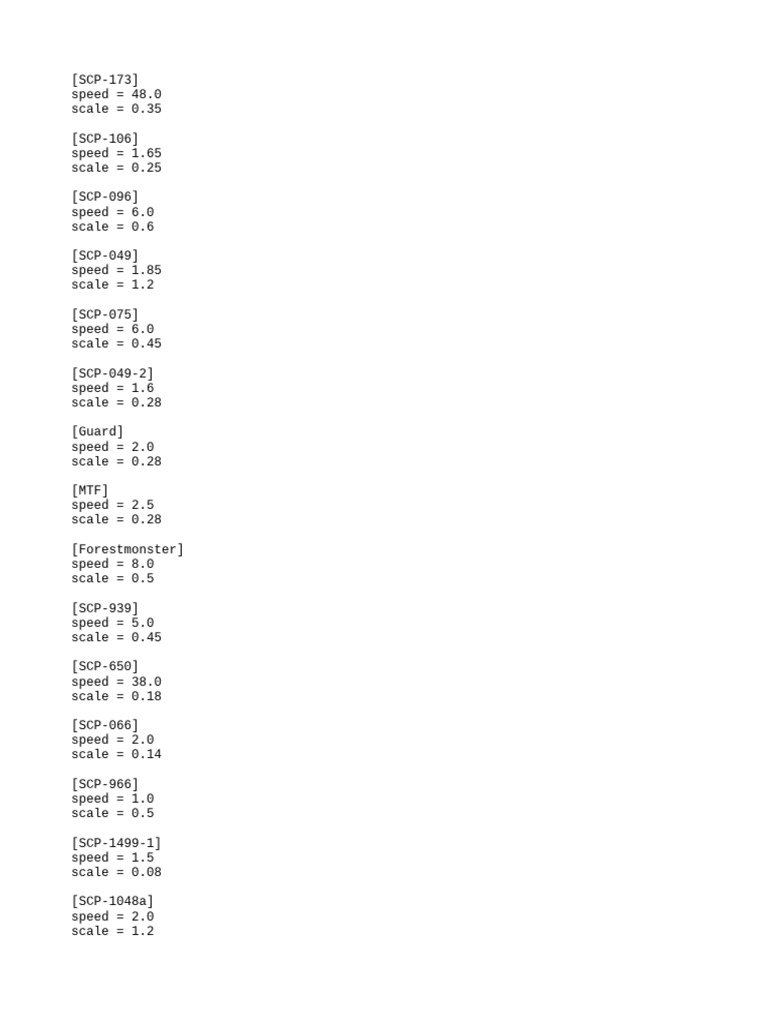 SCP Speed and Scales | PDF