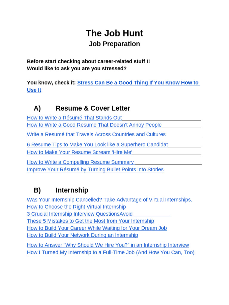 Essential Job Hunt Preparation Guide | PDF