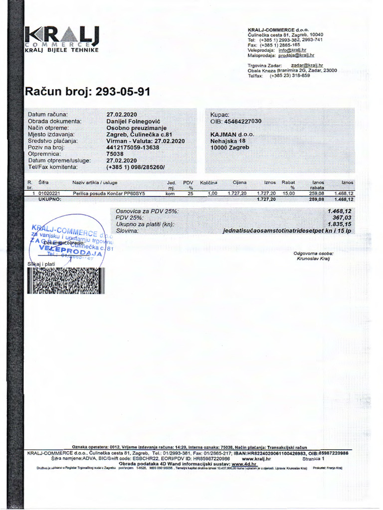 2020.02.27. - perilica suđa Končar - 5g gar Kralj | PDF