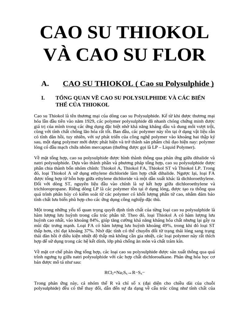 Cao Su Thiokol Và Cao Su Flor | PDF