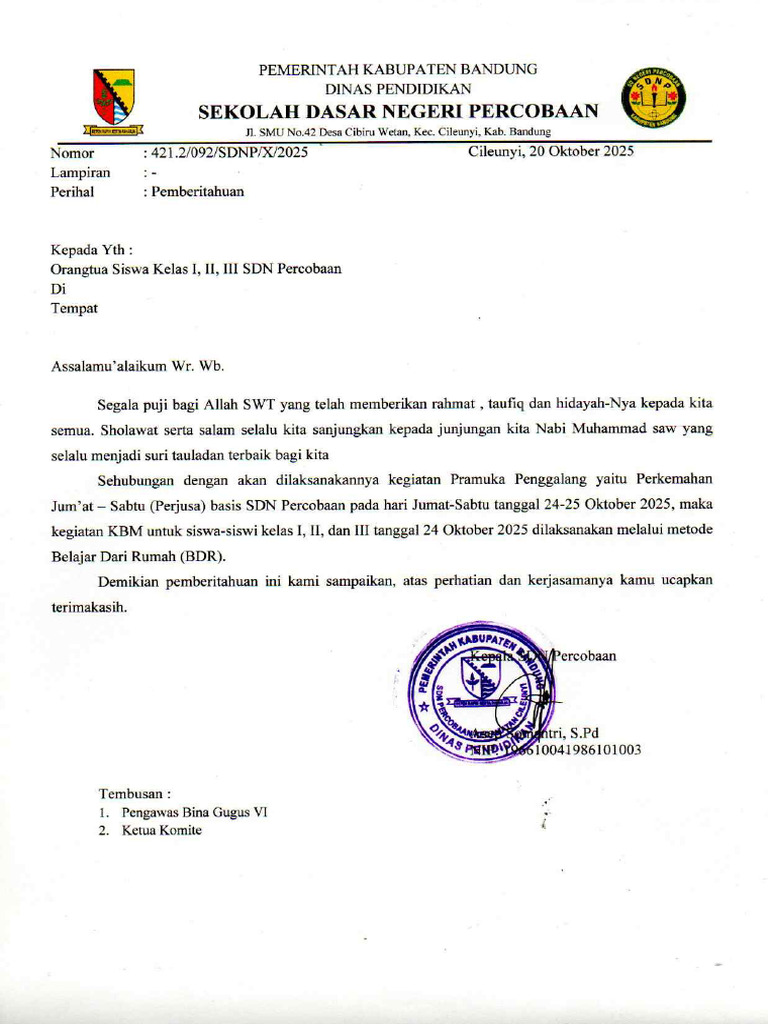 Surat BDR Kegiatan Perjusa | PDF