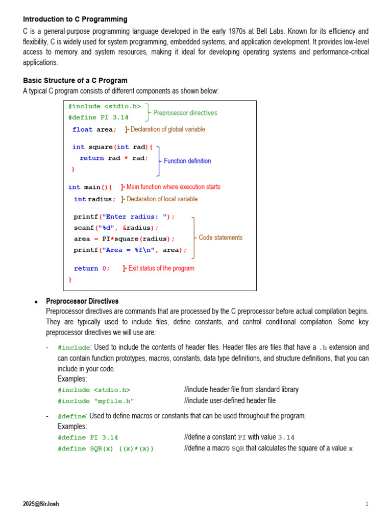 Intro to C Programming | PDF | Pointer (Computer Programming) | Variable (Computer Science)