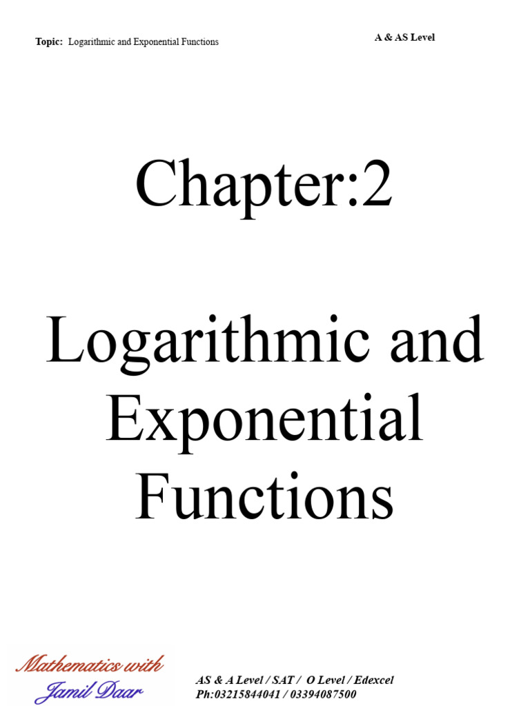 Ch_2 Logarithmic and Exponential Functions (P-3) | PDF | Logarithm | Exponential Function