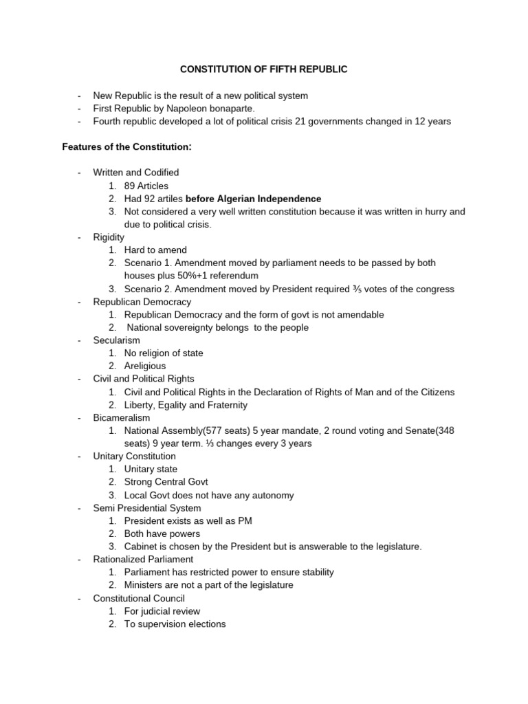 Features of the French Constitution | PDF | Judiciaries | Presidents Of ...