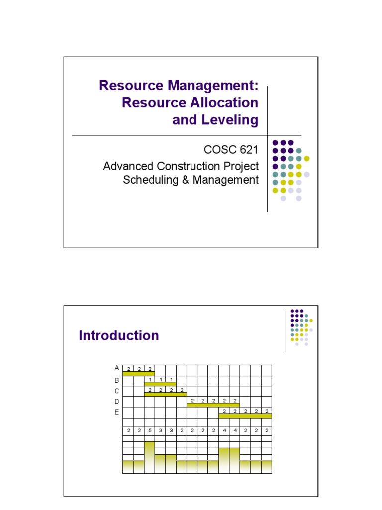 07 Resource Allocation Leveling Pdf Scheduling Production Processes Scheduling Computing