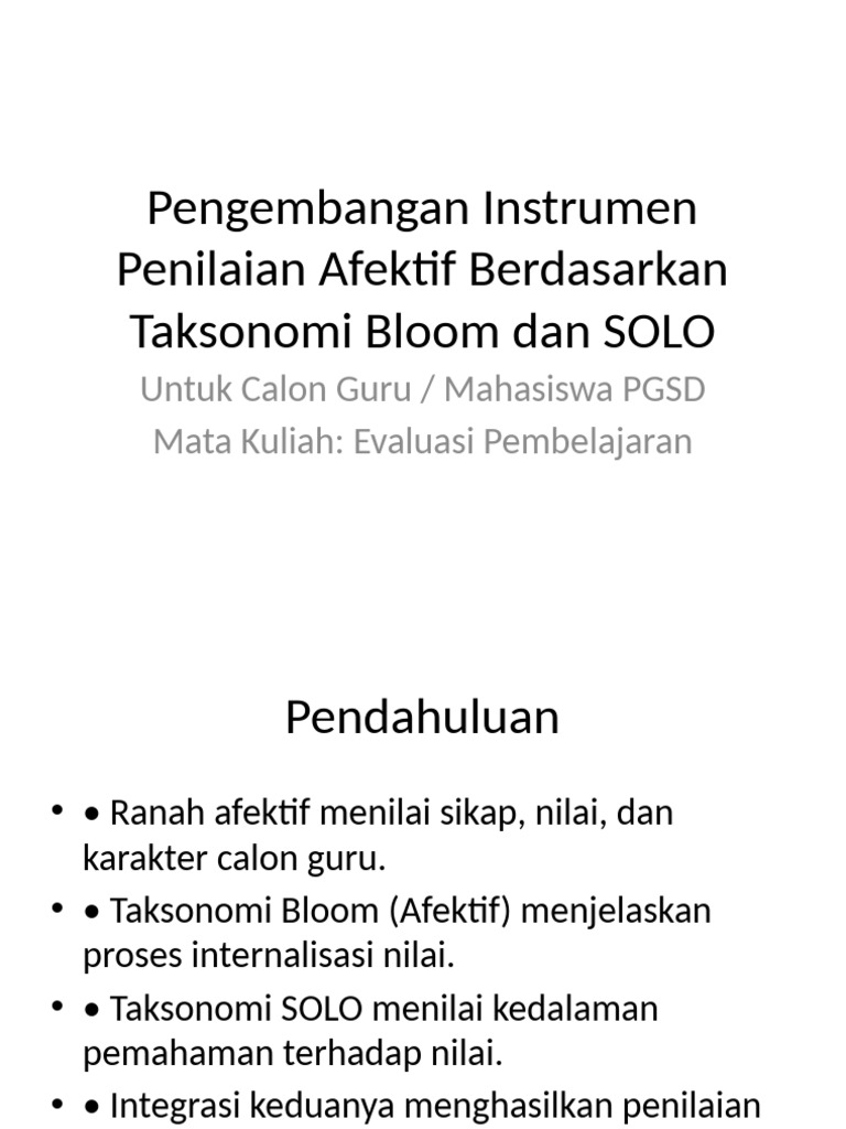 Pengembangan Instrumen Afektif Bloom SOLO | PDF