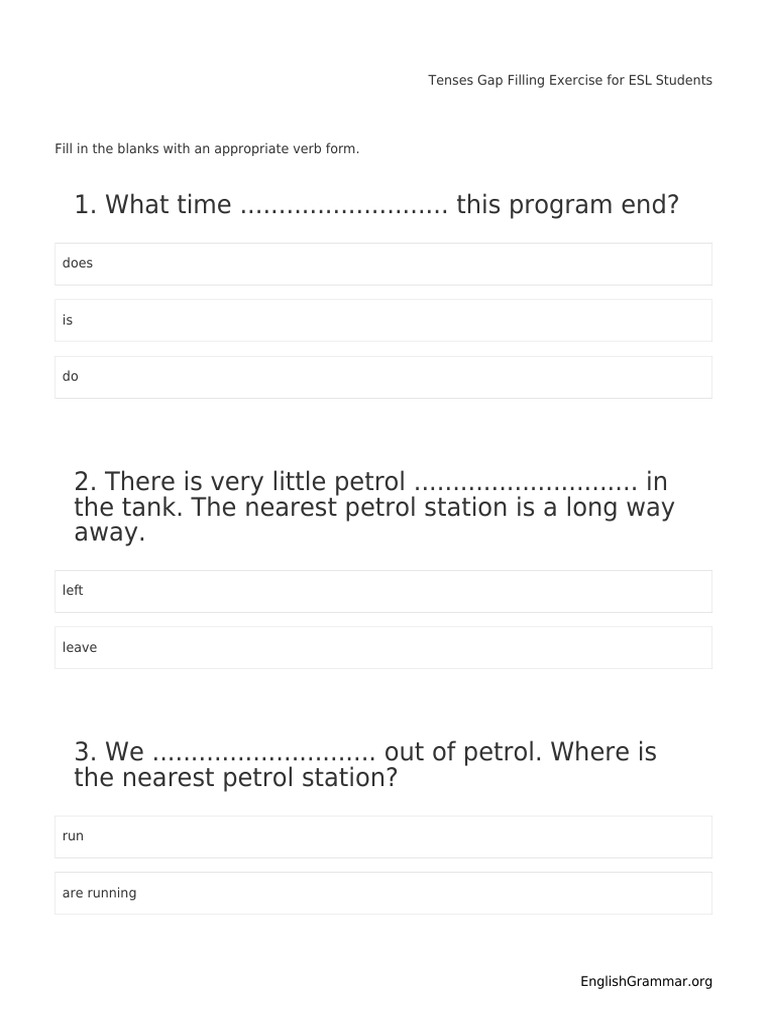 Tenses Gap Filling Exercise For ESL Students | PDF | Chess | Chess Theory