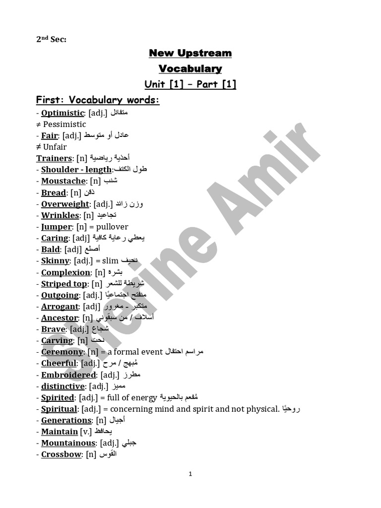 Vocabulary Unit 1 | PDF