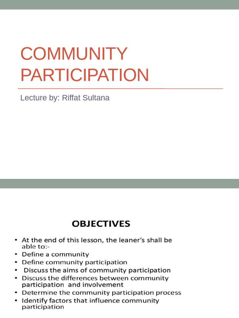 Types of Community Participation Explained | PDF