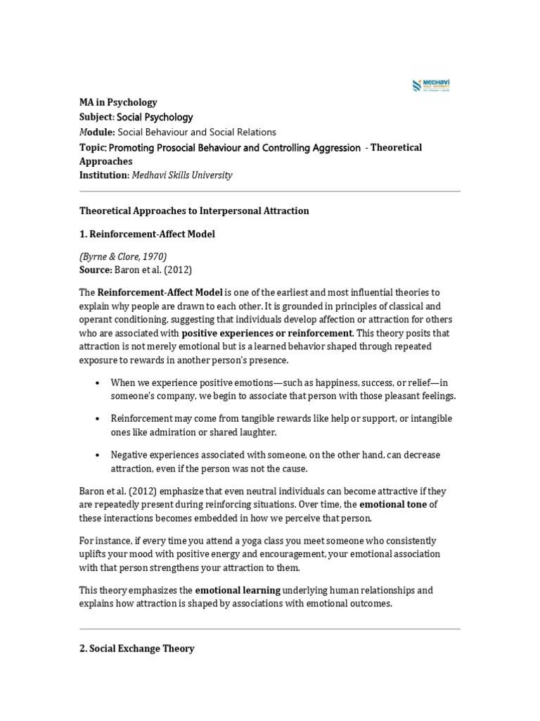 Theoretical Thoeories - Interpersonal Attraction | PDF | Attachment Theory | Interpersonal ...