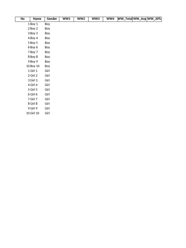Class Record Template | PDF