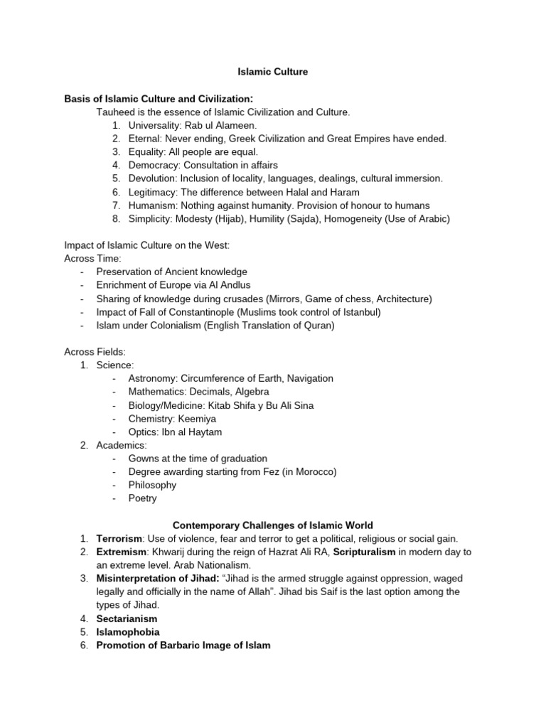 Islamic Culture and Contemporary Issues | PDF