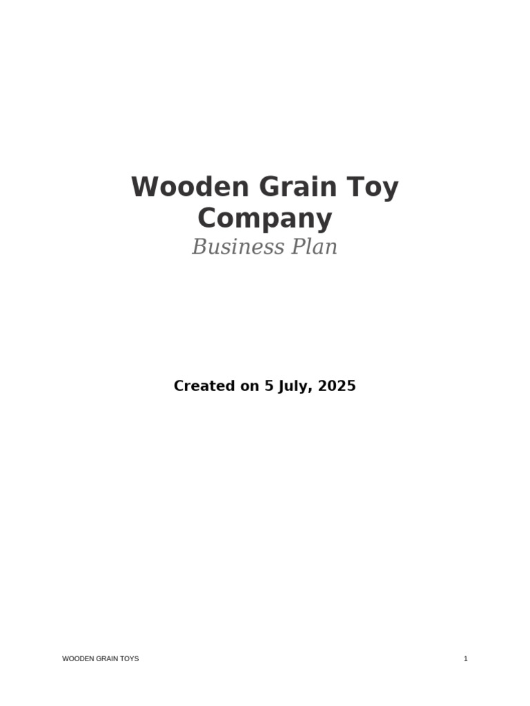 Sample Business Plan - Wooden Grain Toy Company | PDF | Toys | Online ...