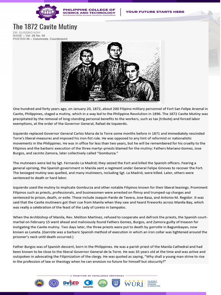 1872 Cavite Mutiny: Causes and Impact | PDF | Spanish East Indies ...