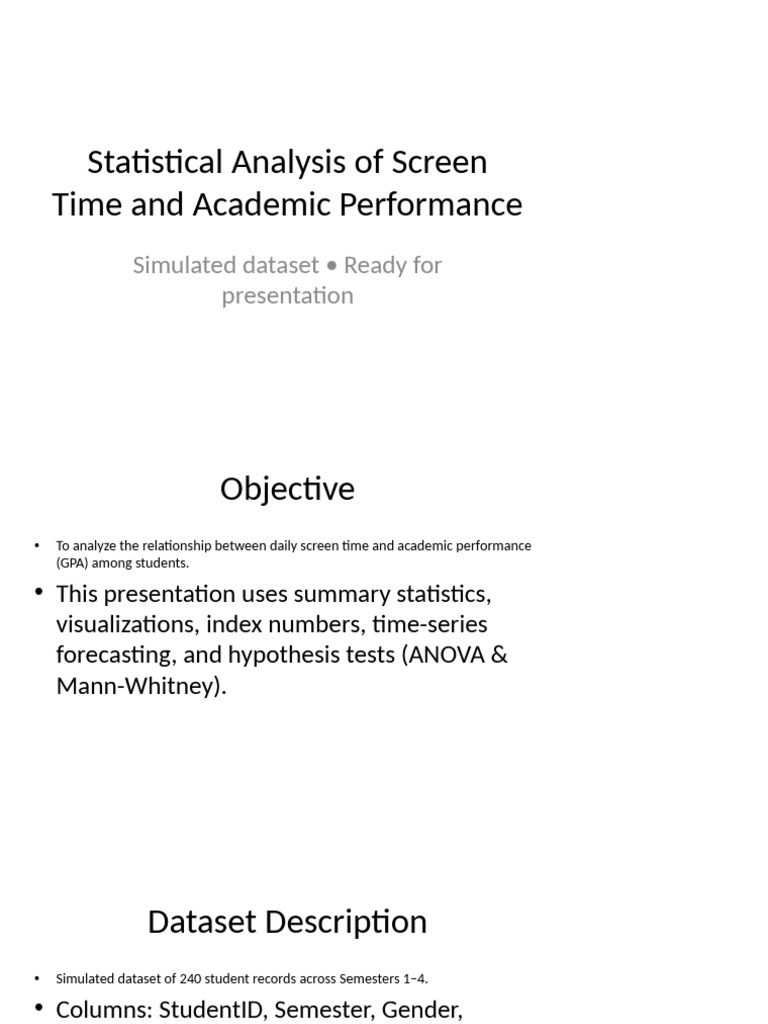 ScreenTime Academic Presentation | PDF | Statistics | Methodology