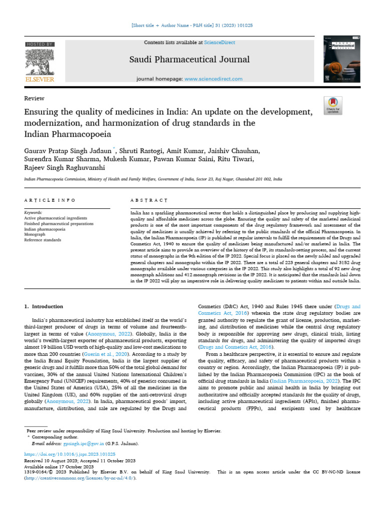 Ensuring The Quality of Medicines in India-An Update | PDF | Vaccines ...