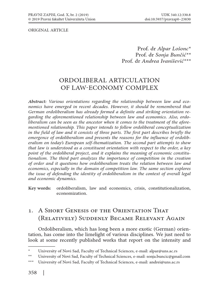 Ordoliberal Articulation of Law-Economy Complex | PDF | Economies
