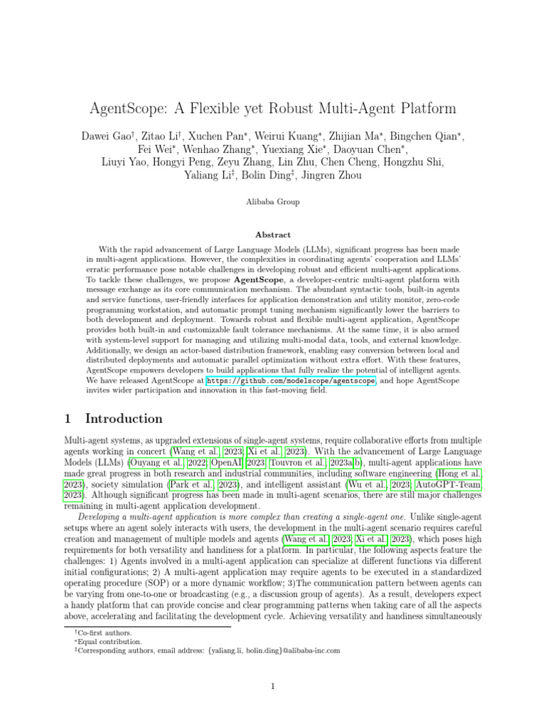 AgentScope a Flexible Yet Robust Multi-Agent Platform | PDF | Fault Tolerance | Usability
