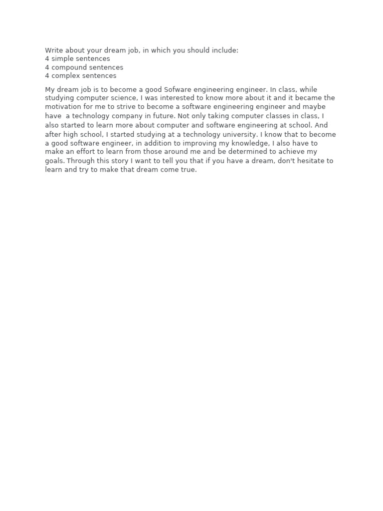Dream Job Writing | PDF