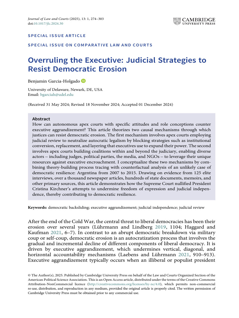 Overruling The Executive Judicial Strategies To Resist Democratic ...