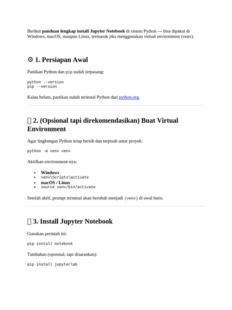 Panduan Install Jupyter Notebook | PDF