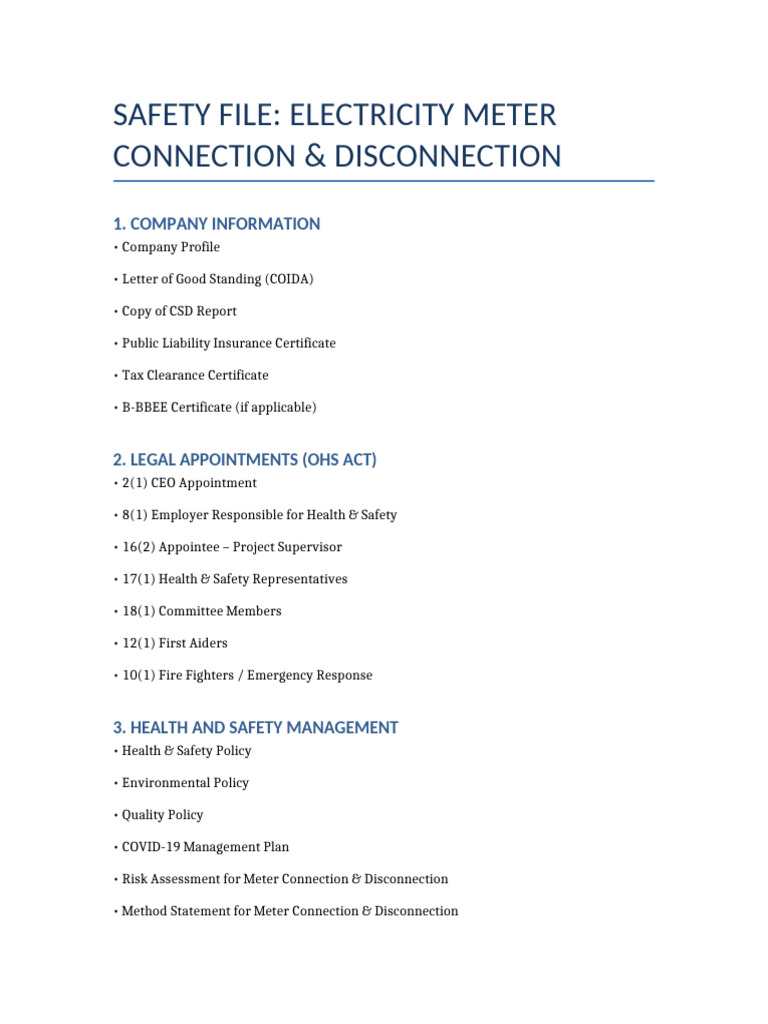 Safety File Electricity Meter Connection Disconnection | PDF