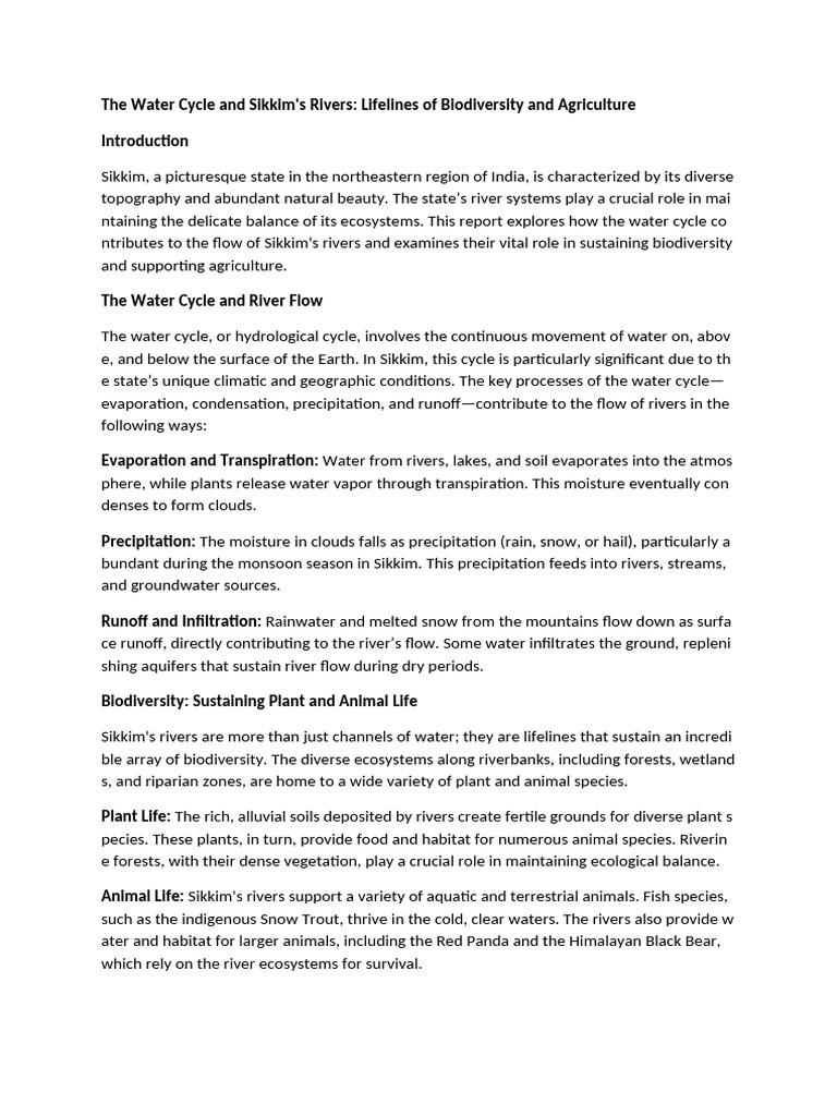 Water Cycle's Role in Sikkim's Rivers | PDF | Water Cycle | River