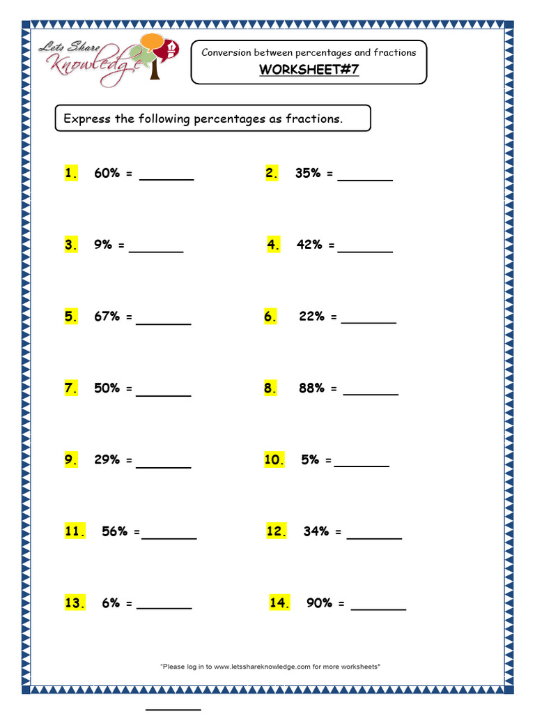 Percentages Conversion Between Fractions 7 | PDF